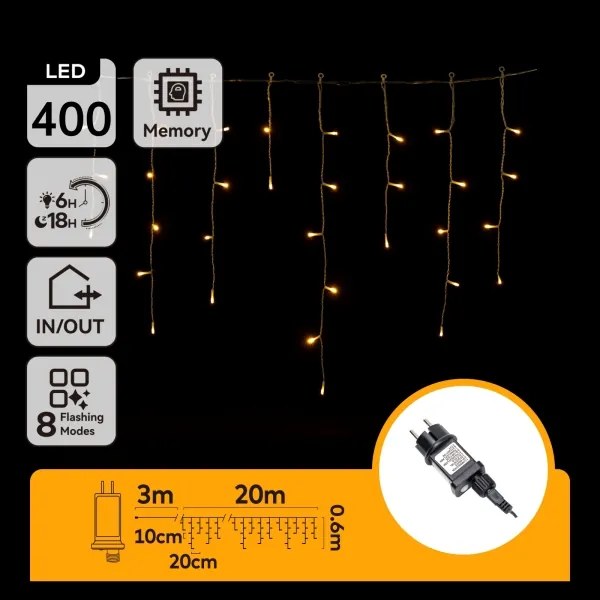 Aigostar - LED Venkovní řetěz 400xLED/8 funkcí 23x0,6m IP44 teplá bílá