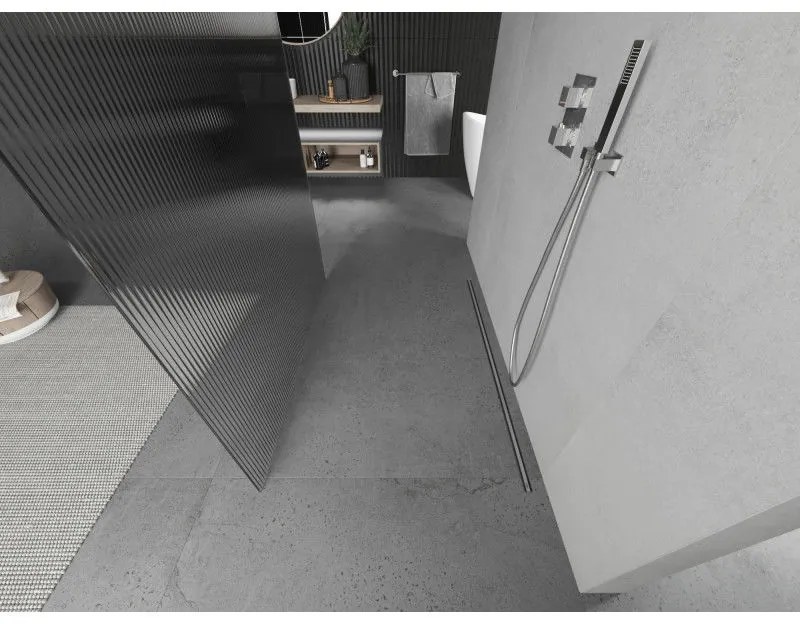 Mexen Kioto, sprchová zástěna Walk-In 110 x 200 cm, 8mm sklo s žebrovým vzorem, chromový profil, 800-110-002-01-09