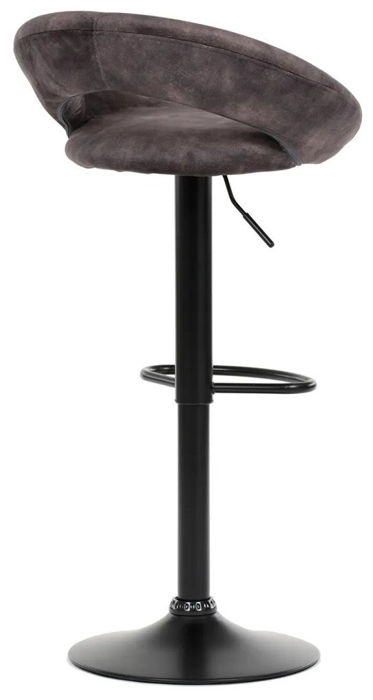 Barová židle AUB-822 BR4 sametová látka hnědá, kov černý lak mat