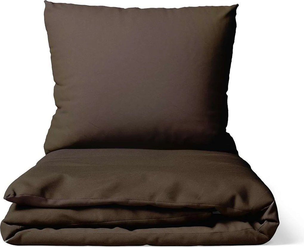 Bavlněné prodloužené povlečení Jednobarevné - tmavě hnědé Velikost: 140 x 220 + 70 x 90