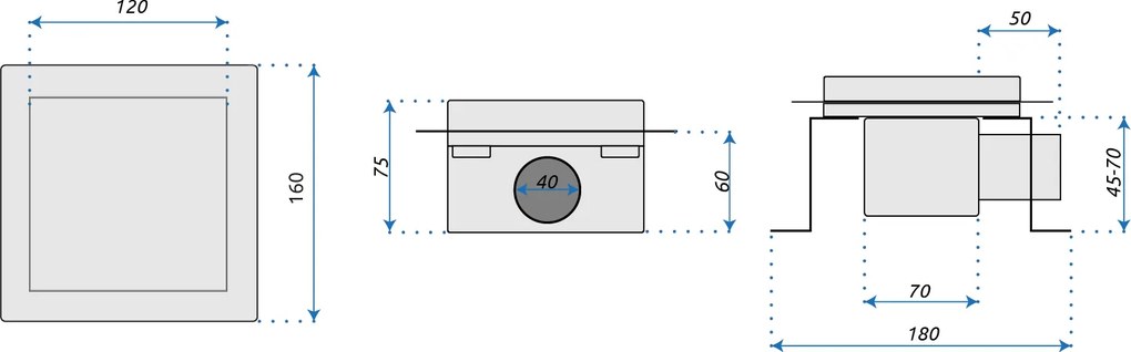 Rea Line, nerezový odtokový žlab 120x120 mm, ocelová, REA-G6204