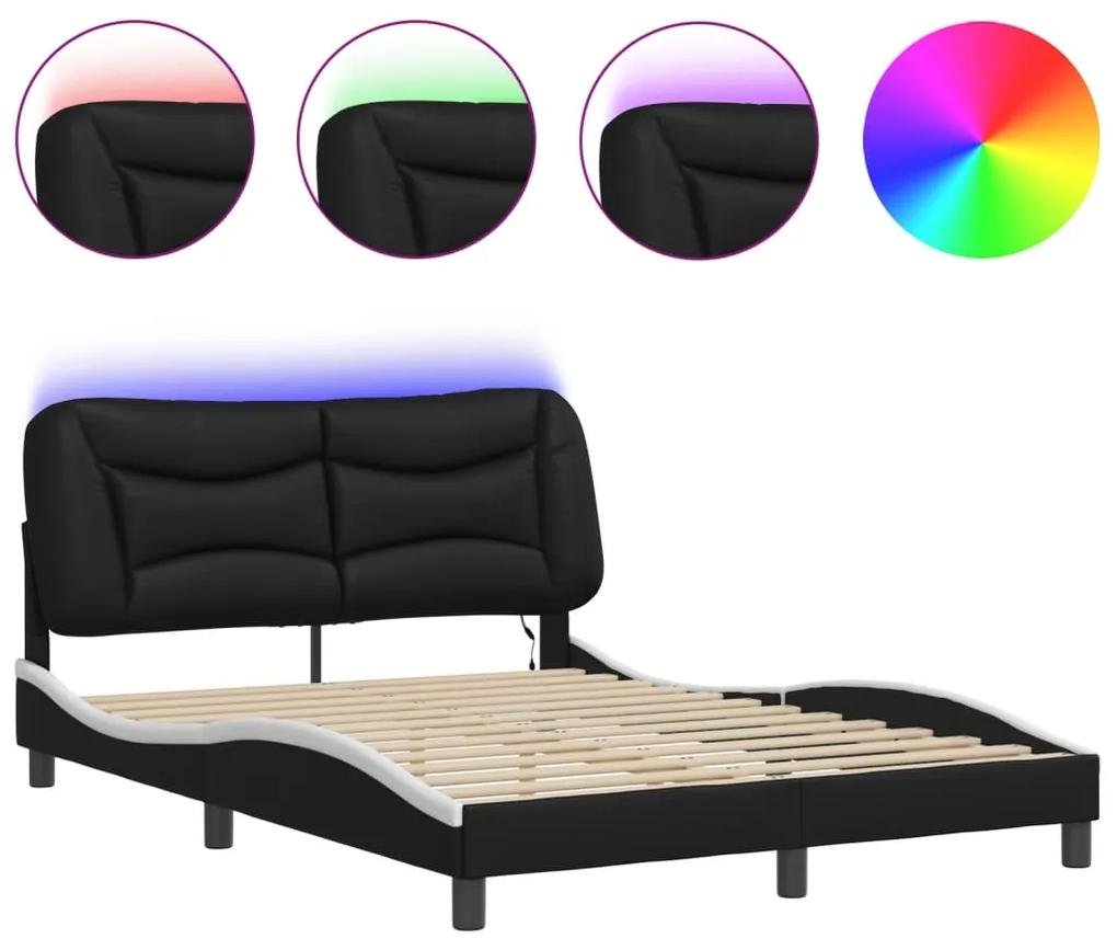 vidaXL Rám postele s LED osvětlením černý a bílý 140x200 cm umělá kůže