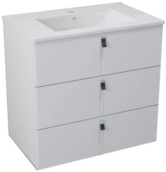 Sapho MITRA umyvadlová skříňka, 3 zásuvky, 74,5x70x45,2 cm, bílá - MT081