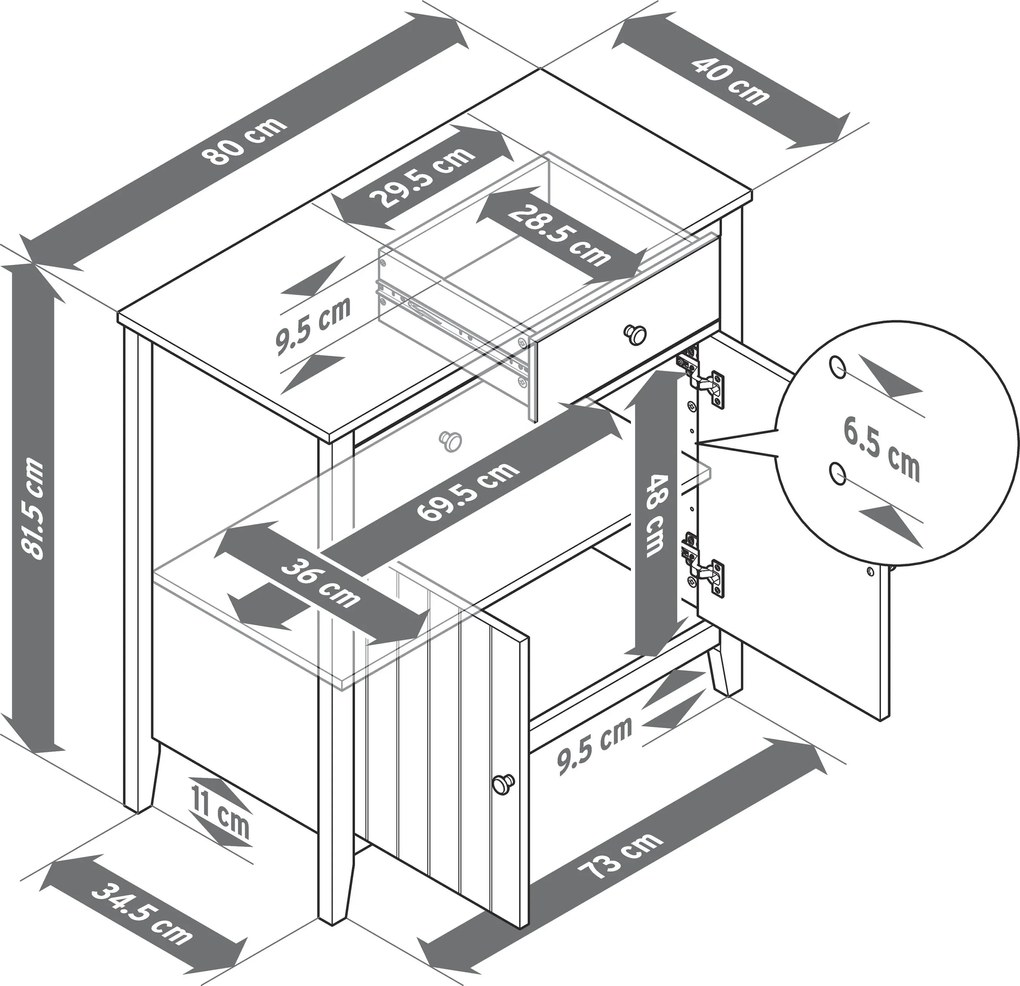Tchibo - Odkládací skříňka - barva: bílá