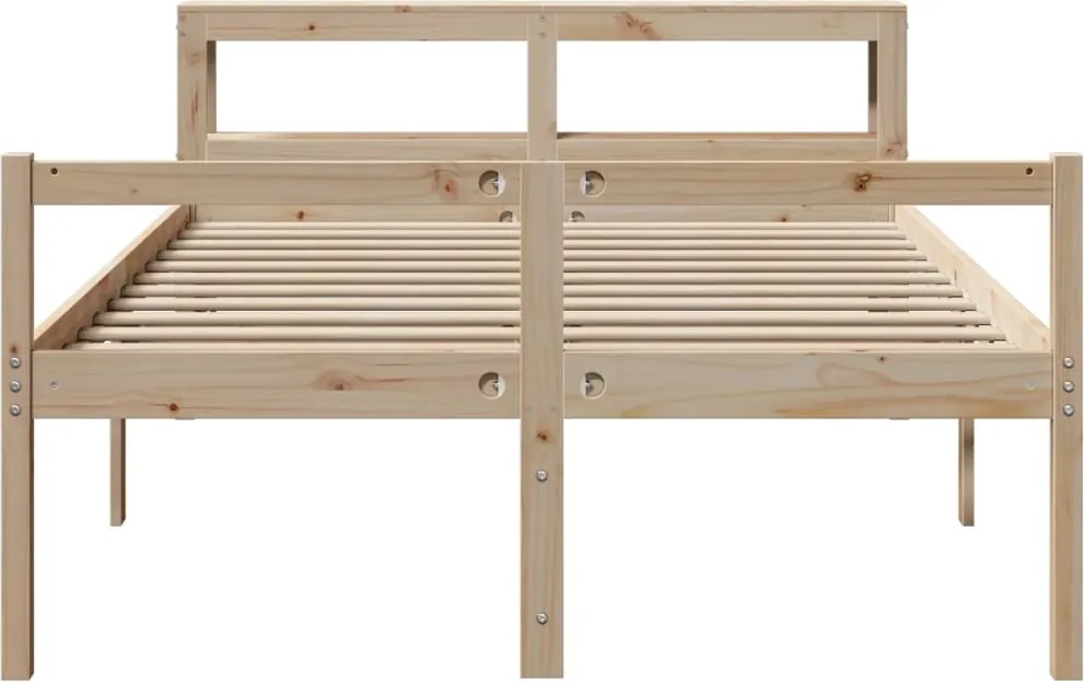 Postel s čelem pro seniory 140 x 190 cm masivní borovice 3305857