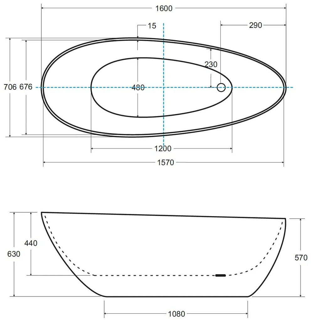 BESCO Volně stojící vana GOYA bílá Rozměr vany - 160 × 70 cm - VANSAL16W