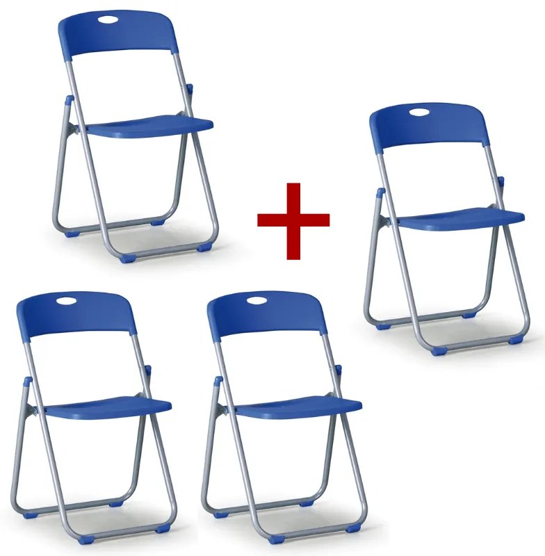 Skládací židle CLACK 3+1 ZDARMA, modrá