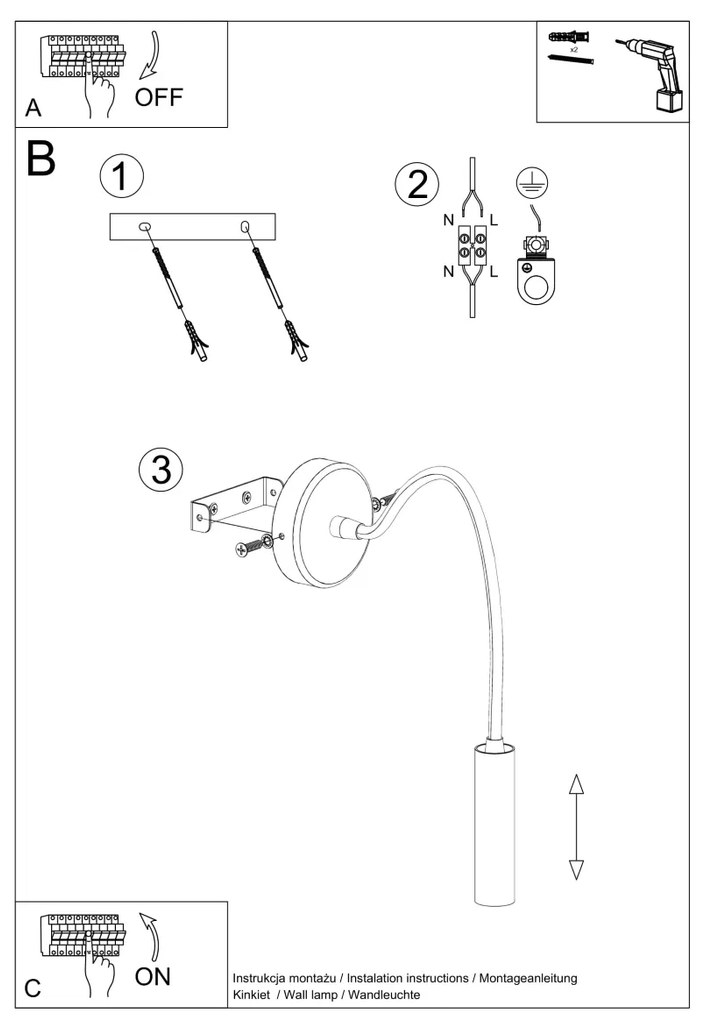 Sollux Lighting Nástěnné svítidlo AXIL Černá