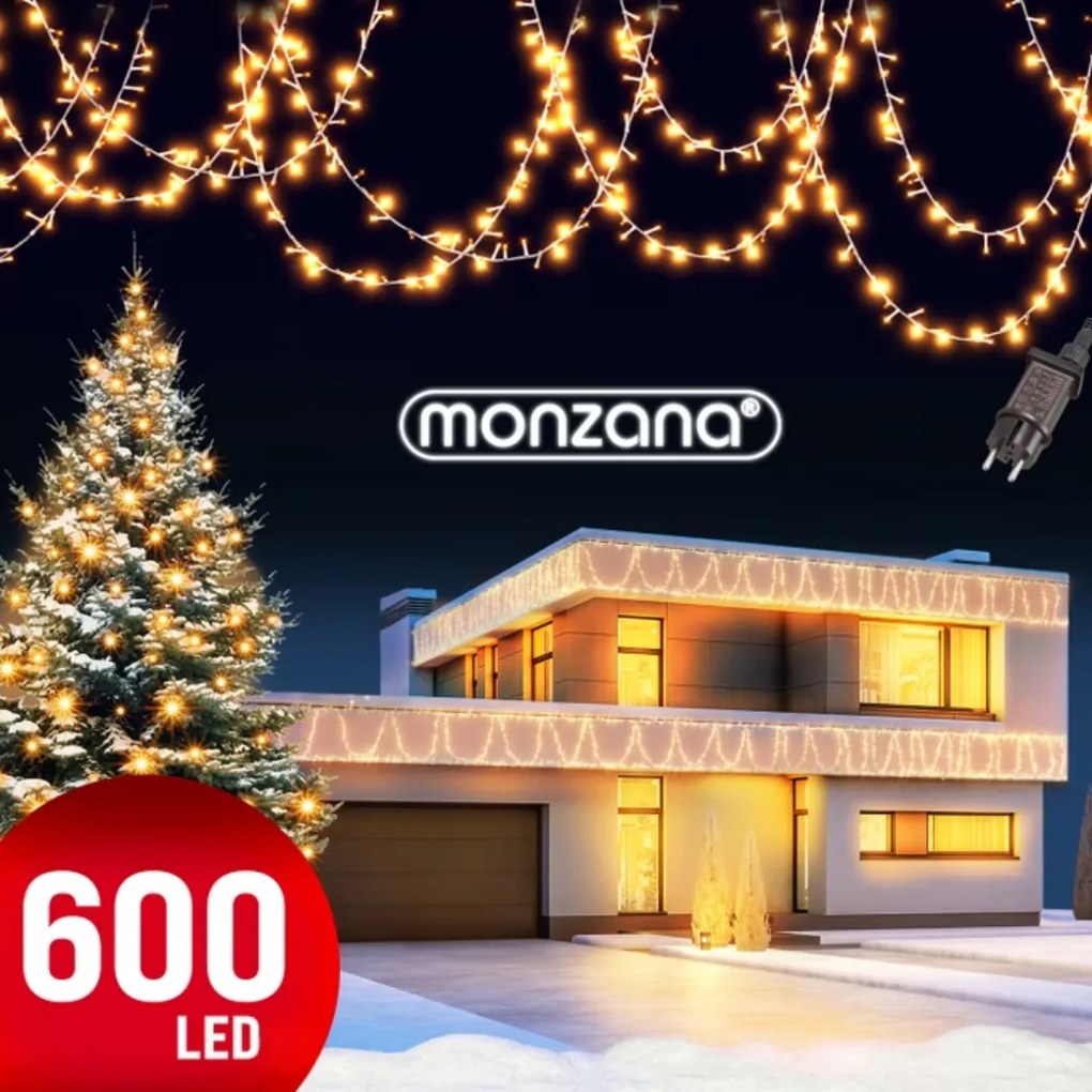 Monzana Vánoční světelný řetěz SIMPLE, 60m, teplá bílá