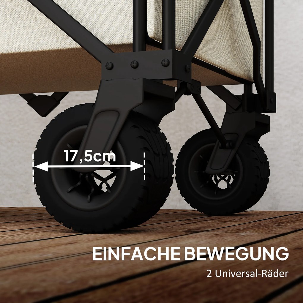 Zahradní vozík s nosností 100 kg, skládací Přepravní vozík s odnímatelnou plachtou, 90 x 48 x 92 cm Béžová barva