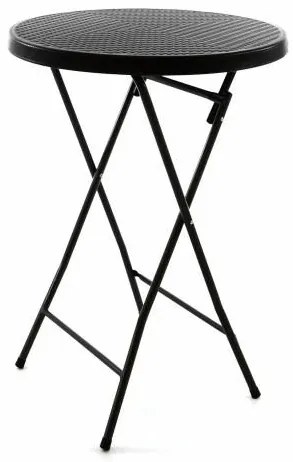 Zahradní barový stolek kulatý, ratanový, 110 cm, černý