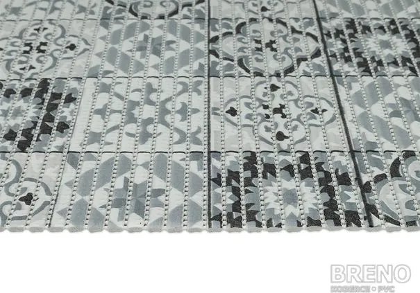Breno Koupelnová pěnová předložka SOFTY-TEX 79826.1 šedé dlaždice, šíře 65 cm, Šedá