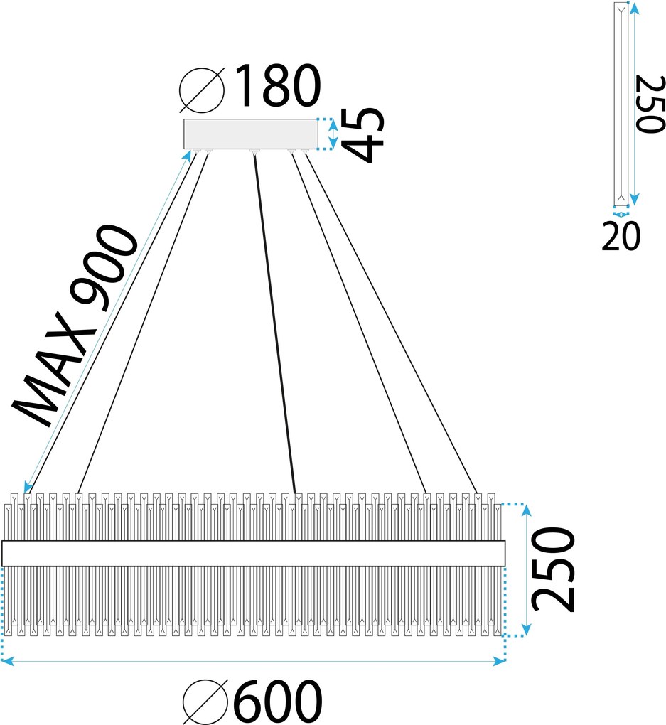 Toolight Toolight, LED stropní svítidlo 60cm, 58W, 4000K, APP1516-CP60, chromová, OSW-03264