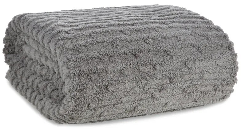 Eurofirany Přehoz na postel z mikrovlákna 200x220 steel soft Lisa s reliéfním pruhovaným vzorem D91