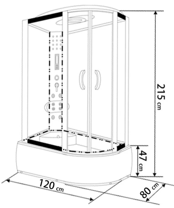 BPS-koupelny Hydromasážní box HYD-A03 120 SA L, 120x80 levý se saunou