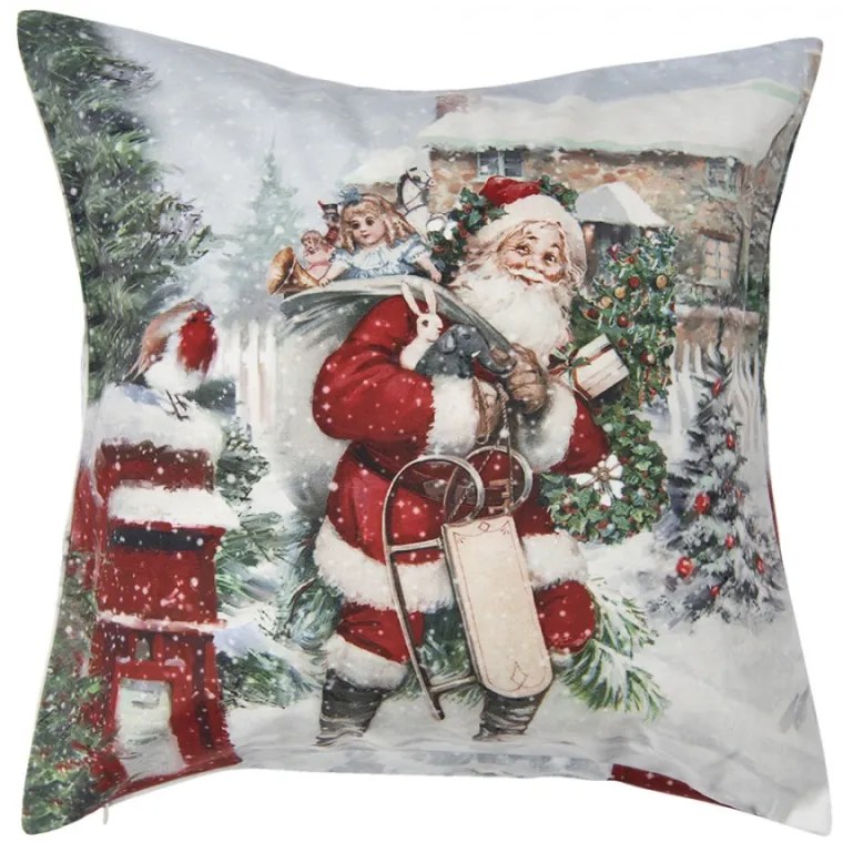Povlak na polštář se Santa Clausem a sáňkami – 45x45 cm