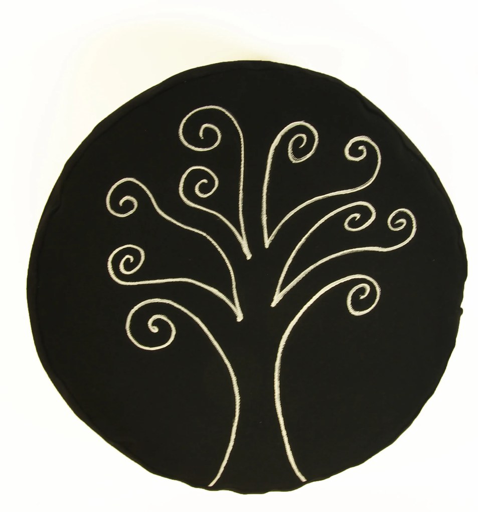 S radostí - vlastní výroba Meditační polštář strom života - černý Velikost: ∅30 x v25 cm