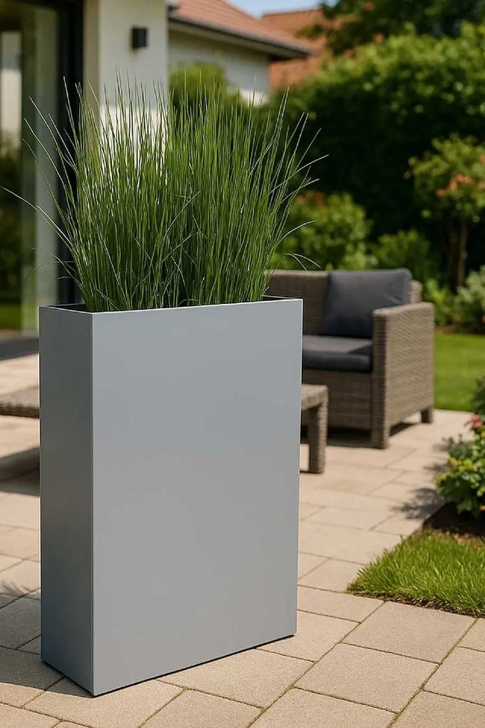 Květináč ELEMENTO, ocel, šířka 75 cm, šedý