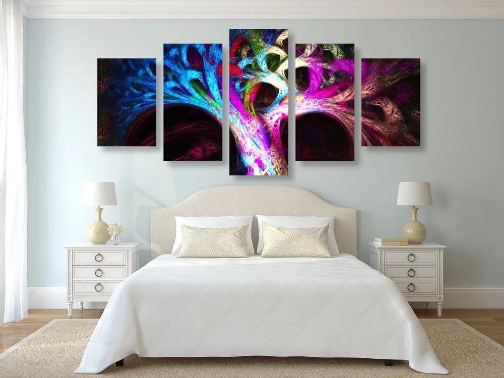 5-dílné obrazy tajemný abstraktní strom - 200x100 cm
