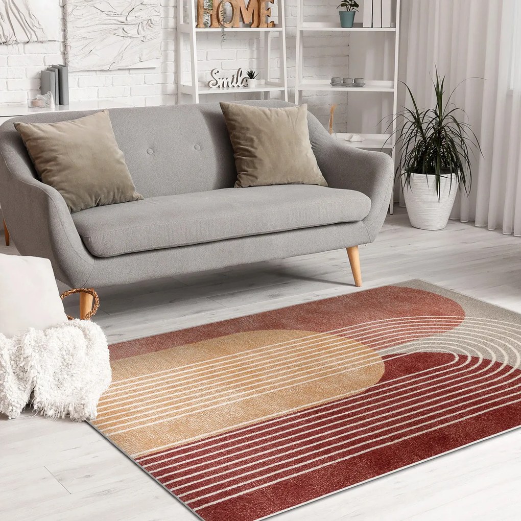 Dywany Łuszczów, Kusový koberec Fusion 0810 beige/terra, 140x190, vícebarevná, kancelář