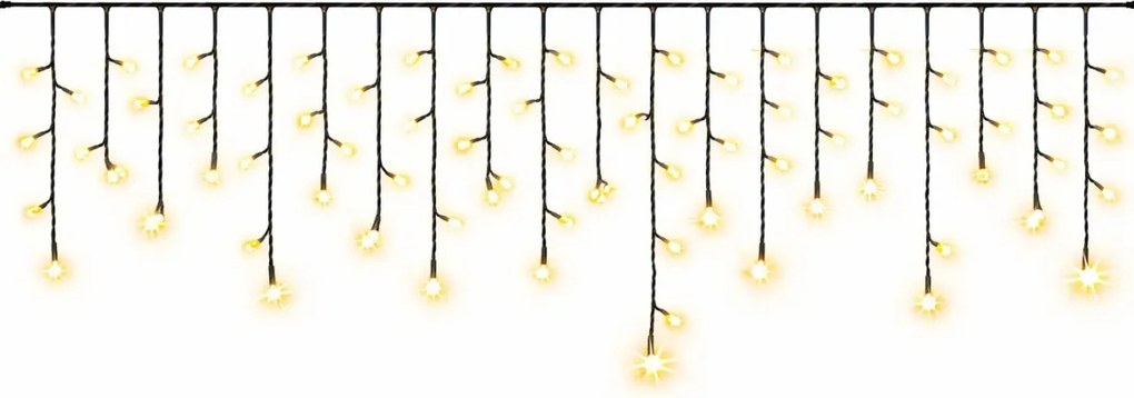 Easy Fix venkovní LED rampouchy, světelné, 300 × 50 cm, teple bílá s FLASH, 114 diod, černý kabel, IP67, prodlužovací