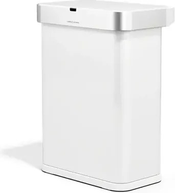 Simplehuman SENSOR bílá ocel / Odpadkový koš / Bezdotykový / Hlasové a