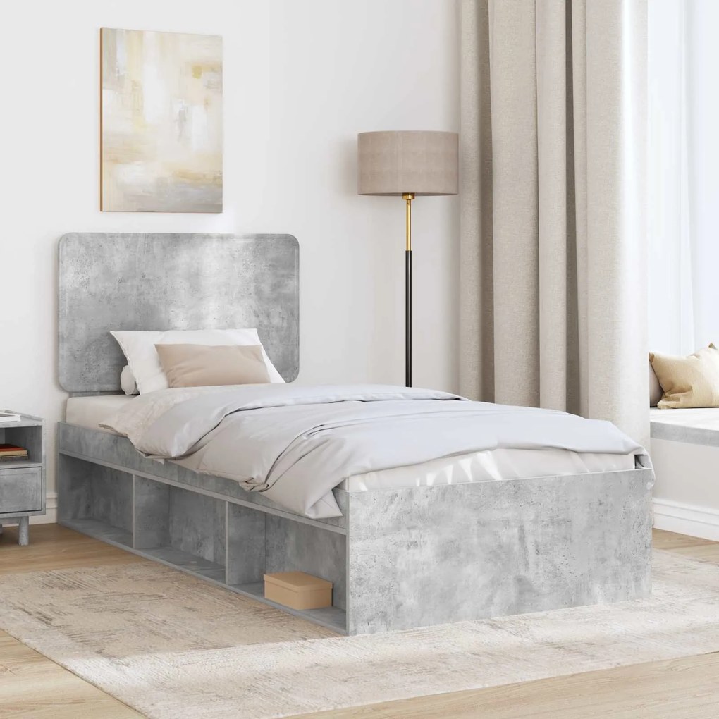Rám postele Betonově šedá 75 x 190 cm Masivní borové dřevo 3412554