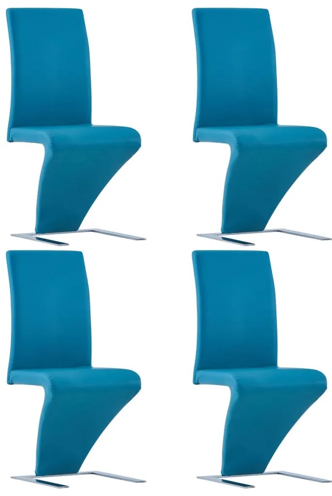 278876 vidaXL Jídelní židle s cik-cak designem 4 ks modré umělá kůže
