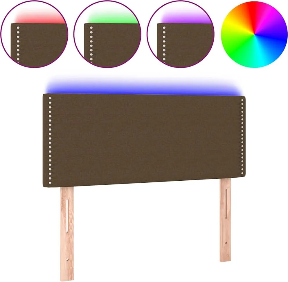 Čelo postele s LED tmavě hnědé 100x5x78/88 cm textil 3121465