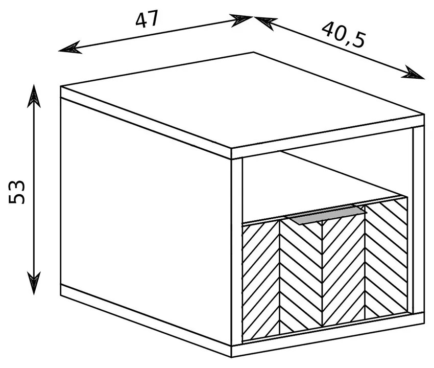FONTI | noční stolek F-13 + kovové nohy 12 cm | 47 cm | dub karamel