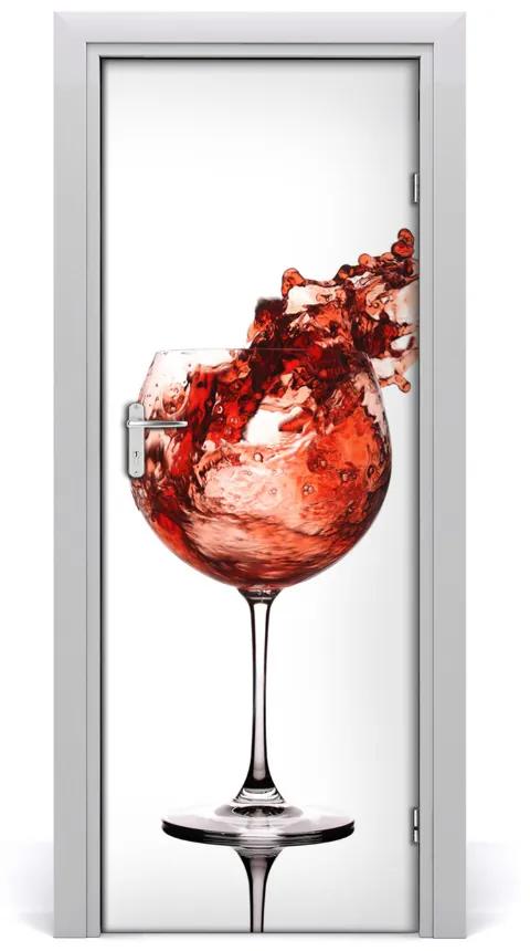 Samolepící fototapeta na dveře sklenice vína 85x205 cm