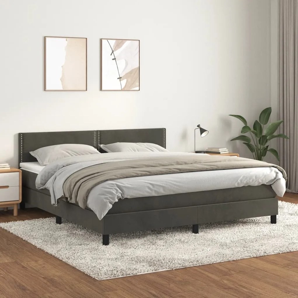Box spring postel s matrací tmavě šedá 180x200 cm samet 3141258