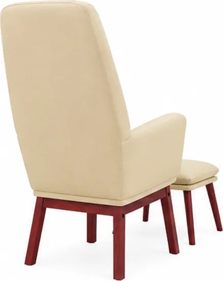 relaxační křeslo, s podnožkou, odpočinkové, masivní kaučukovník/kov/textil, 95x76x71 cm, nohy tmavé/krémová, Dekorino KR20260086