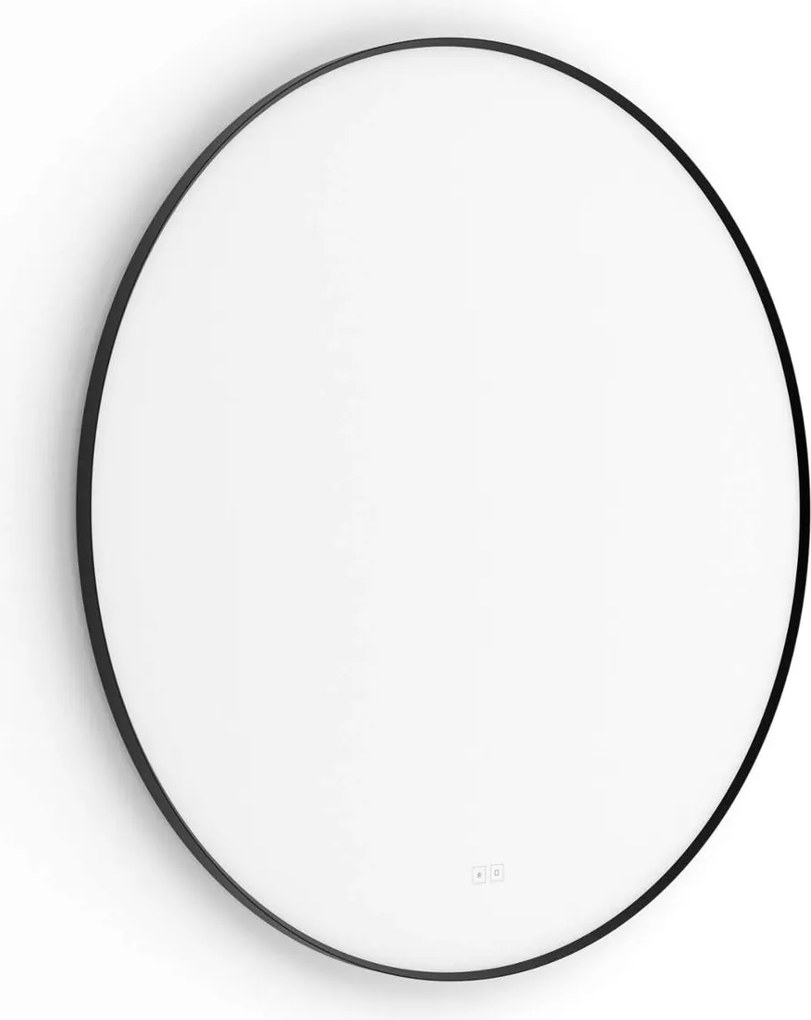Nimco - Zrcadlo s LED osvětlením, průměr 100 cm, dvěma dotykovými senzory, černá ZPC 61004RVX-90