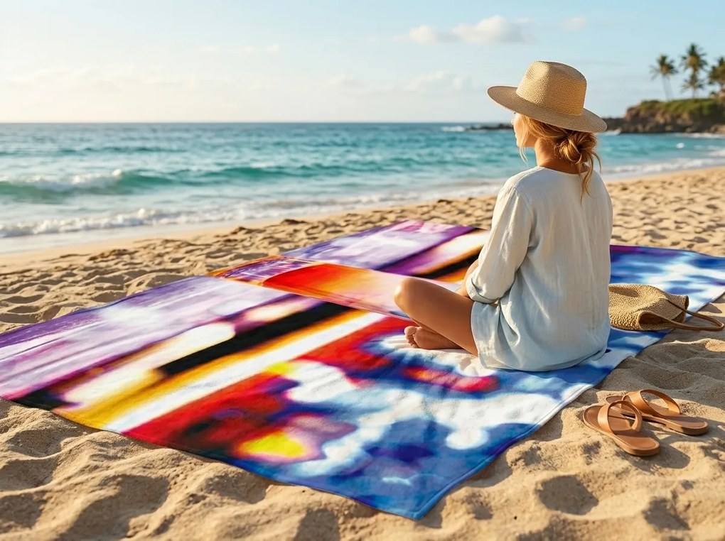 Rychleschnoucí XXL plážová osuška FRIZZEL barevná 150 x 210 cm, 100% mikrovlákno