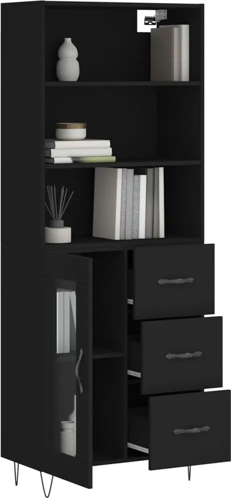 Skříň highboard černá 69,5 x 34 x 180 cm kompozitní dřevo 3189502