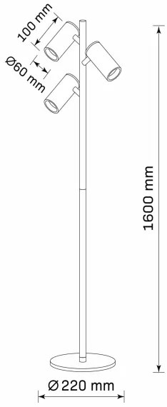 Stojací lampa MARIBEL 3xGU10/12W/230V černá
