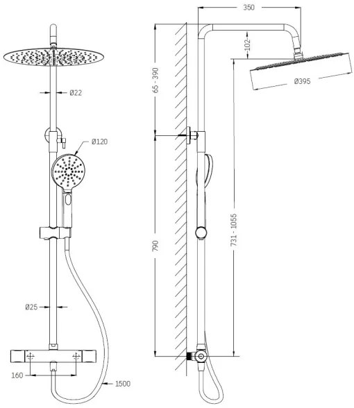 Sprchová sada s term baterií DRAGOR matná černá