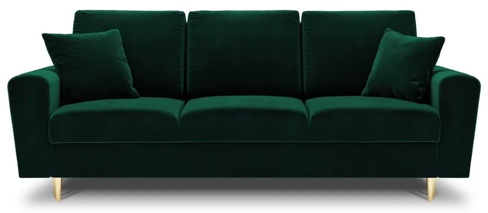 Zelená sametová rozkládací/s úložným prostorem pohovka 235 cm Kyoto – Cosmopolitan Design