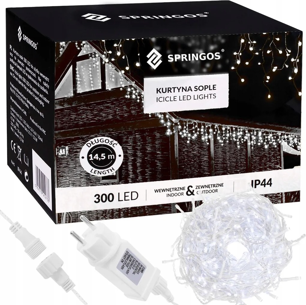 Rampouchy 300 Led Venkovní Vánoční Závěs Flash, Světelná Girlanda