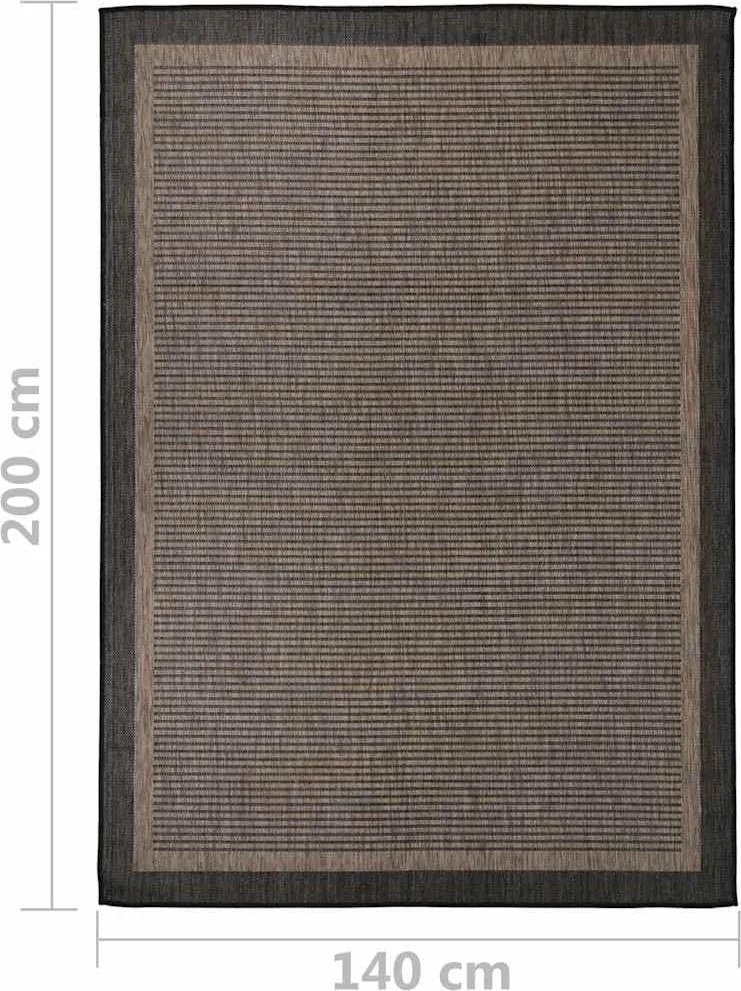 Venkovní hladce tkaný koberec 140x200 cm tmavě hnědá 340845
