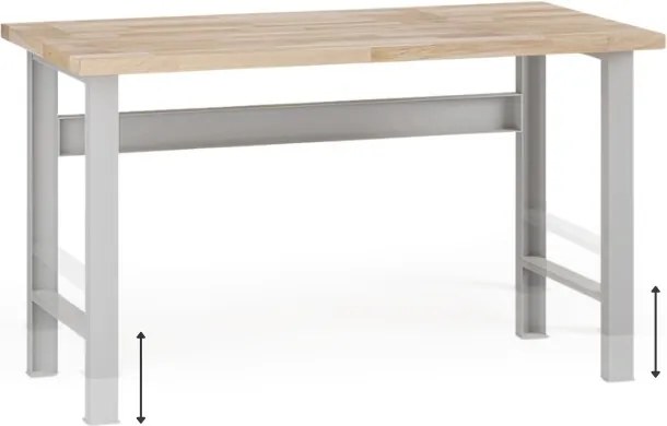 Výškově nastavitelný dílenský stůl G7, buková spárovka, 1500 x 800 x 840-1040 mm
