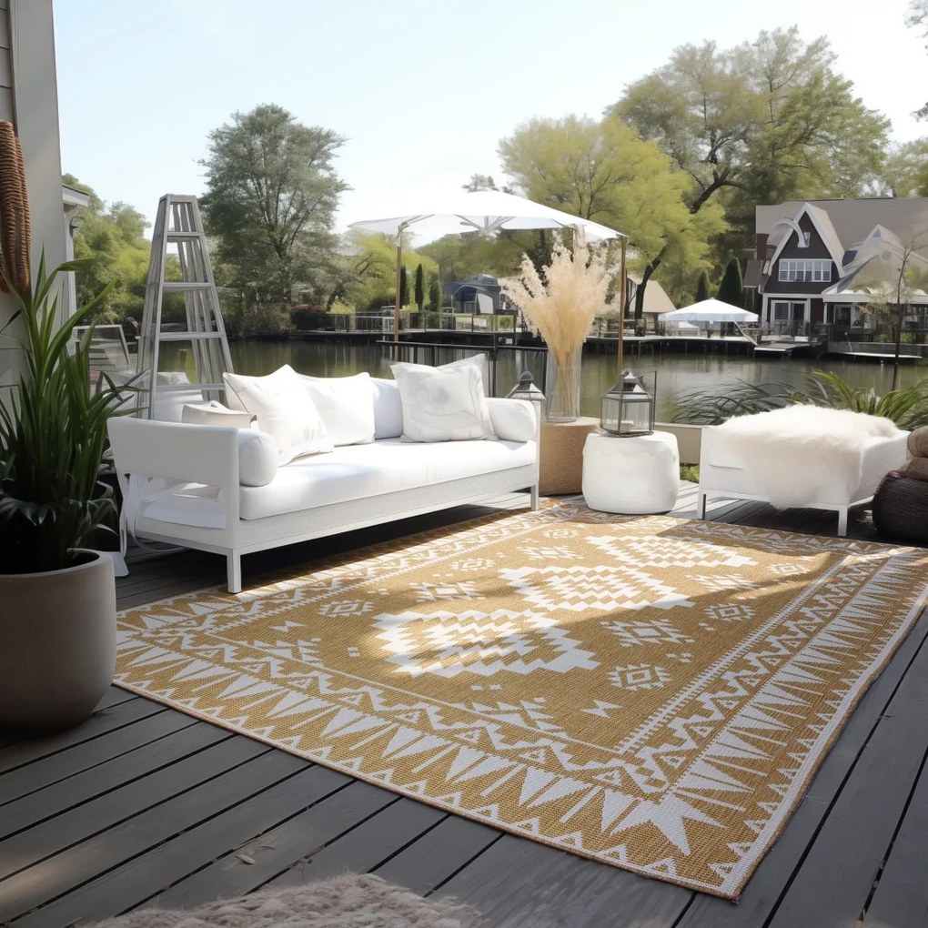 ELLE Decoration, Kusový koberec Gemini 106022 Ochre z kolekce Elle – na ven i na doma, 200x290, žlutá, chodba / předsíň