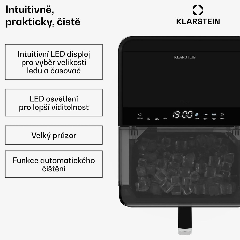 Klarstein Ice Lux výrobník ledových kostek | Nerezová ocel | 23 kg/24 h | Samočisticí