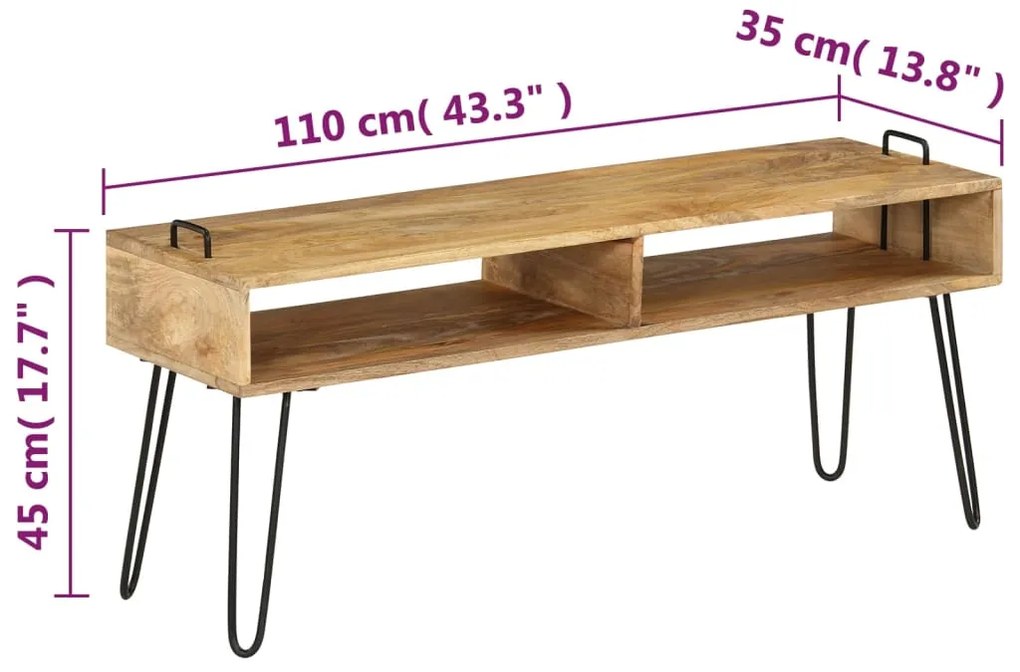 vidaXL Marketos TV stolek z masivního mangovníkového dřeva 110 x 35 x 45 cm