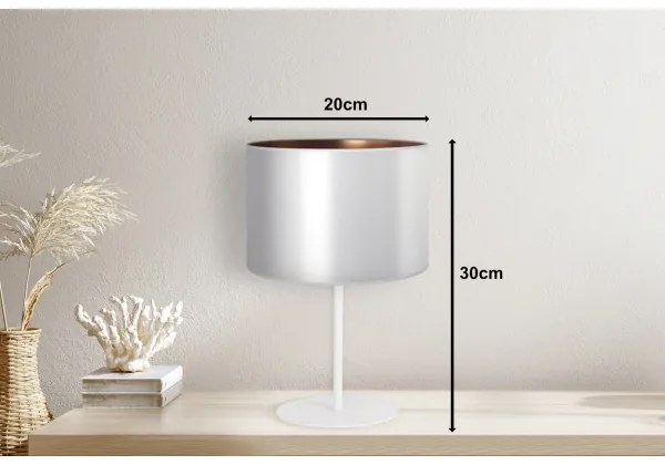 Duolla - Stolní lampa CANNES 1xE14/15W/230V pr. 20 cm stříbrná/měděná/bílá