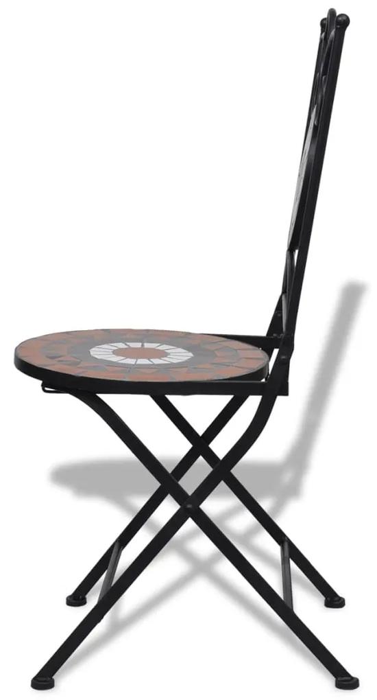 Skládací bistro židle 2 ks keramické terakotové a bílé - Default Title