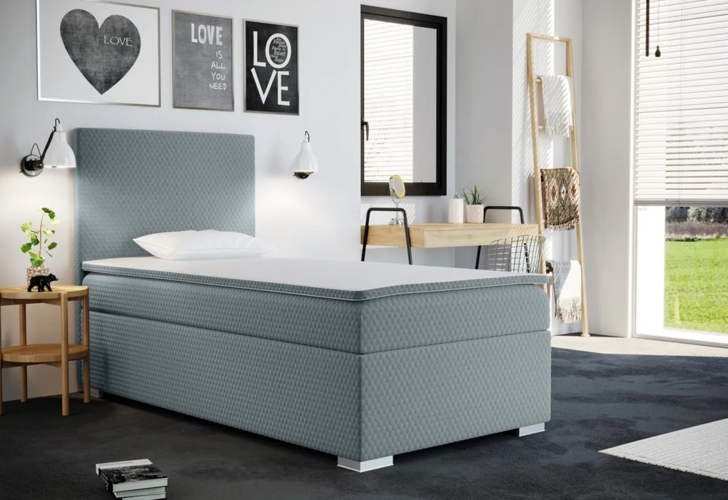 Expedo Čalouněná postel boxspring RENATA + topper, 90x200, sawana pik honey 72, levá