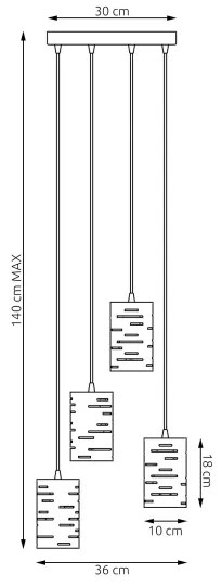 Lustr na lanku TANK 4xE27/15W/230V pr. 36 cm černá