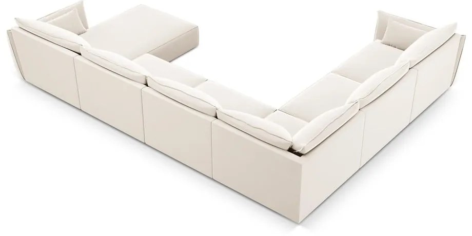 Béžová sametová rohová pohovka (levý roh/do "U") Vanda – Mazzini Sofas
